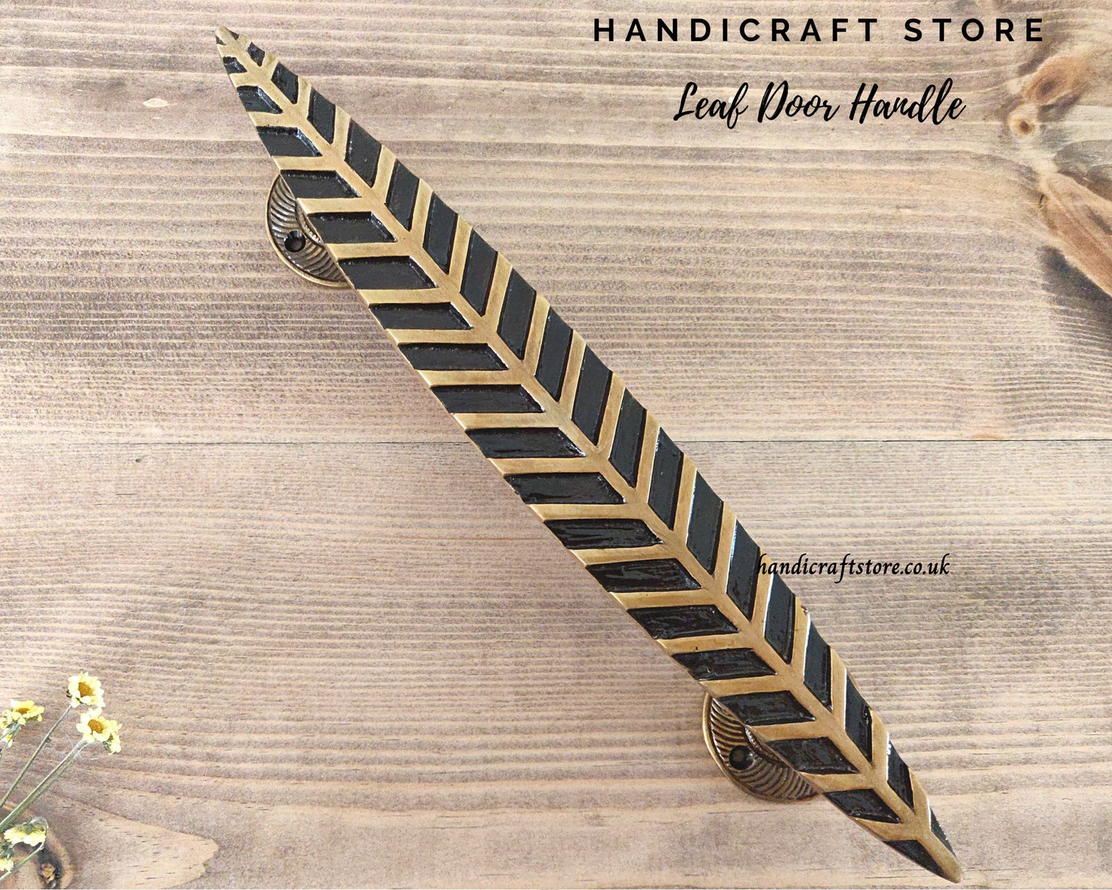 Brass Leaf Door Handle - Modern Home Decor | Contemporary Door Handle